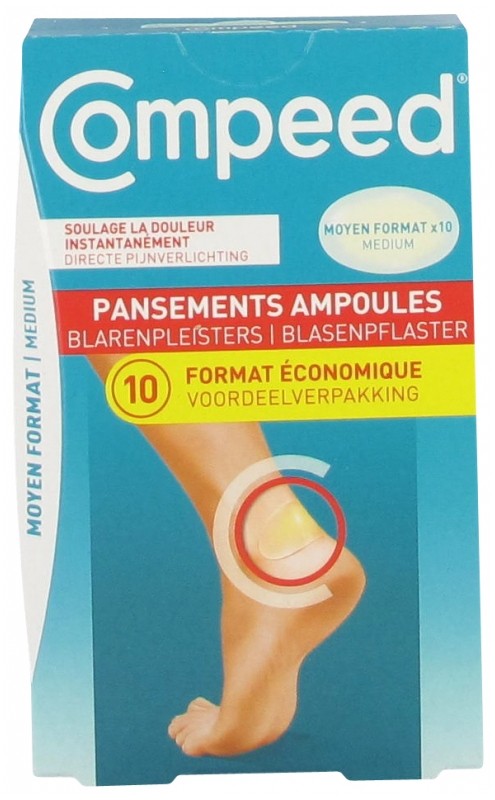 Compeed Pansements ampoules – 10 pansements moyen format(4,2 x 6,8 cm)
